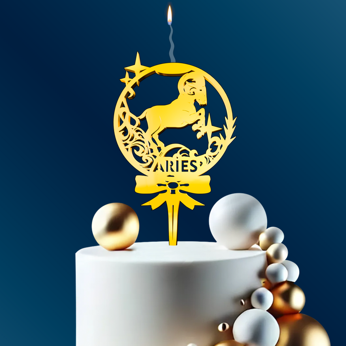 Aries Cake Topper | Aries Food Safe Birthday Cake Candles