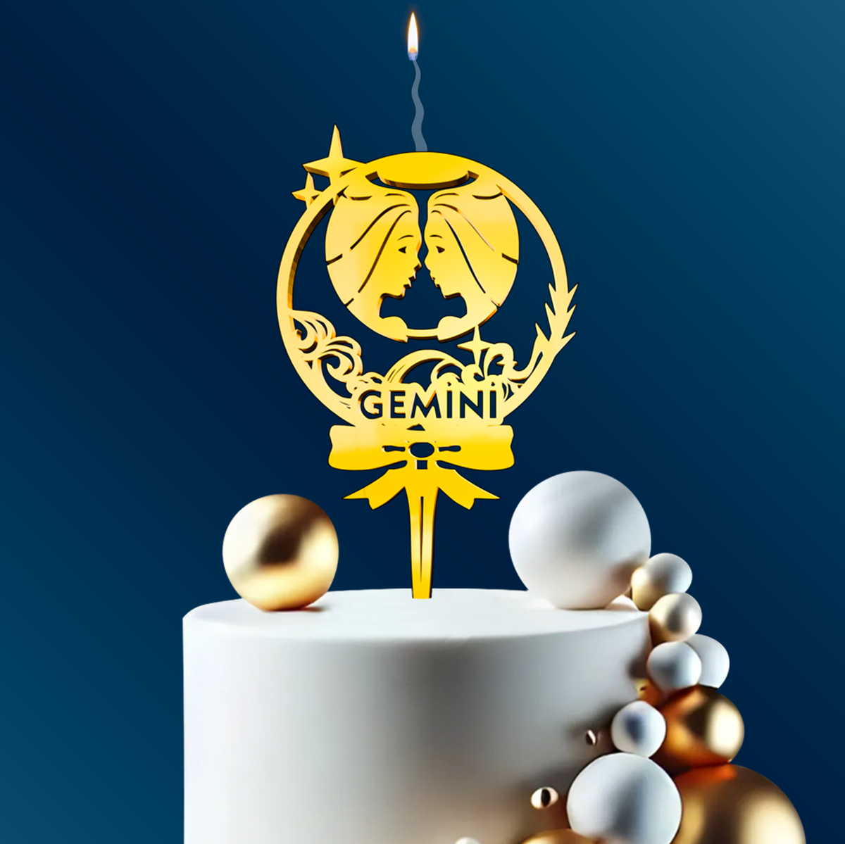 Gemini Cake Topper | Gemini Food Safe Birthday Candles